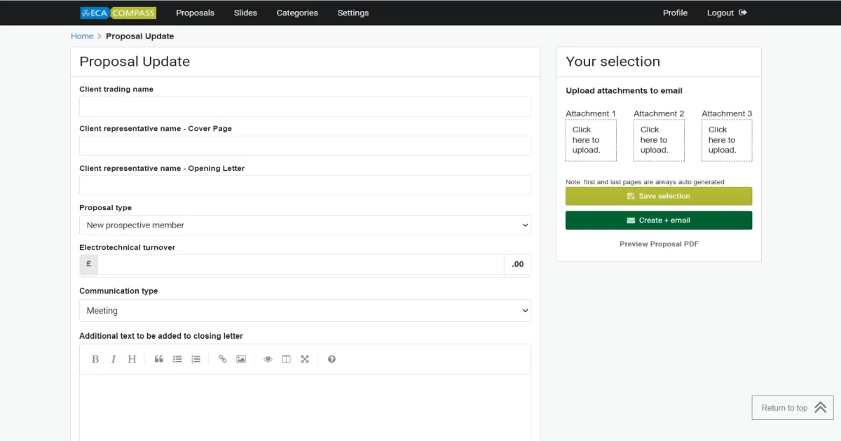 ECA Proposal Generator Portal (Engineering Industry)